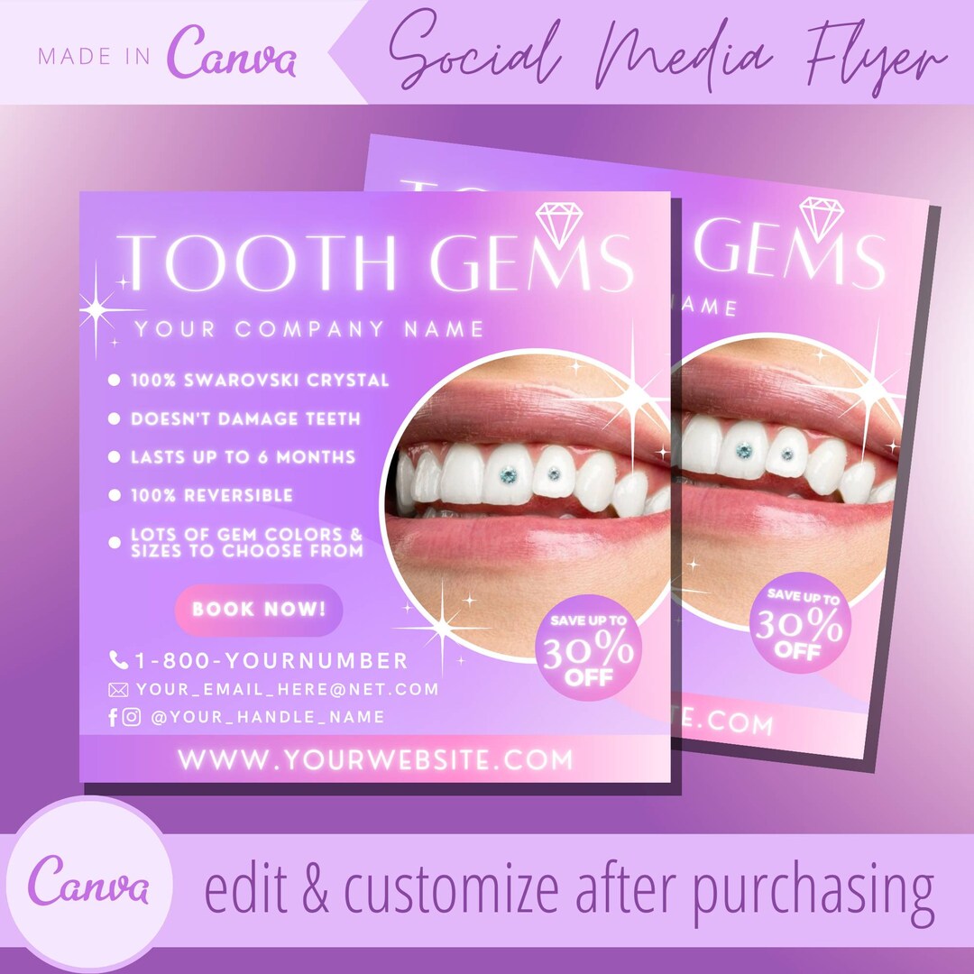Tooth Gems Flyer Template - Teeth Gem Crystal Charms Flyers Templates ...
