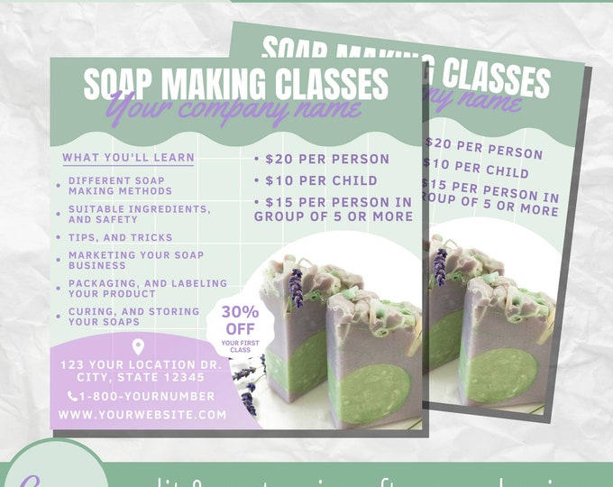 Soap Making Classes Flyer Template Handmade Soap Maker Class - Etsy