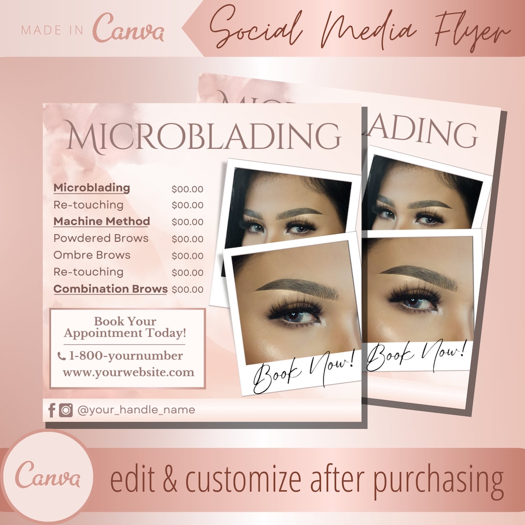 Microblading Flyer Template - Microblade Price List Flyers - Ombre ...