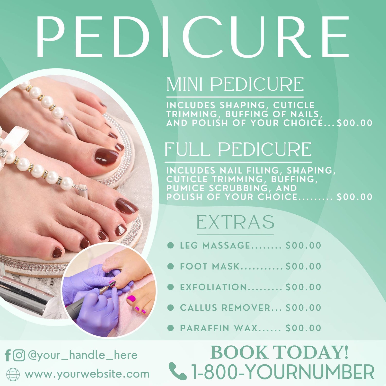 Pedicure Appointment Flyer Template toe Nails Pedicure - Etsy