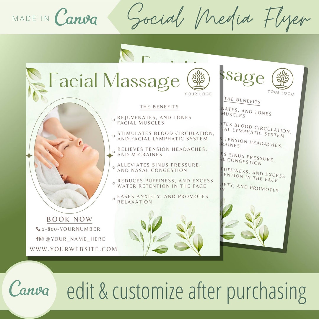 Facial Massage Therapy Flyer Template - Face Massages Instagram Post ...