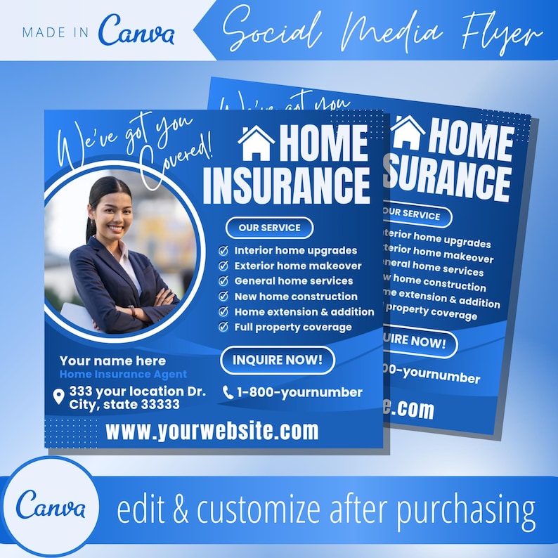 Home Insurance Agent Flyer Template - Property Homeowner Insurance ...