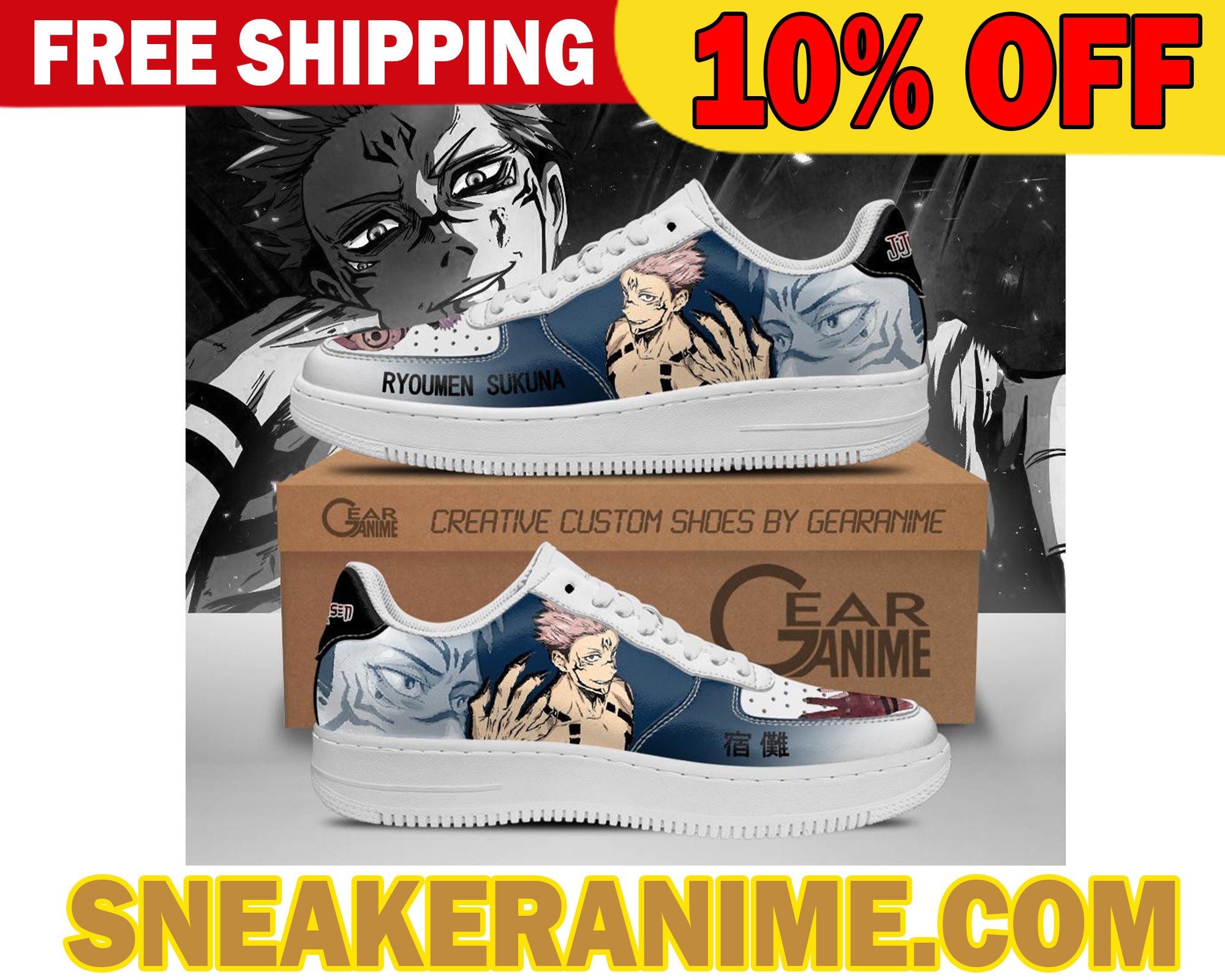 Ryoumen Sukuna Jujutsu Kaisen Air Sneakers Custom Anime Shoes - Etsy