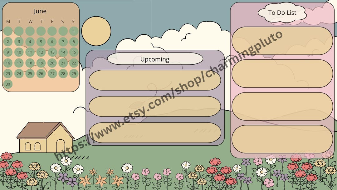 2025 Cottagecore Desktop Planner Template june October - Etsy