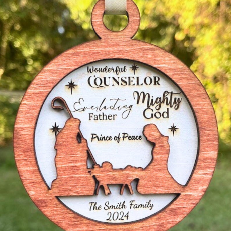 3D Nativity Ornament, Christian Christmas Gift, Isaiah Names of Christ ...