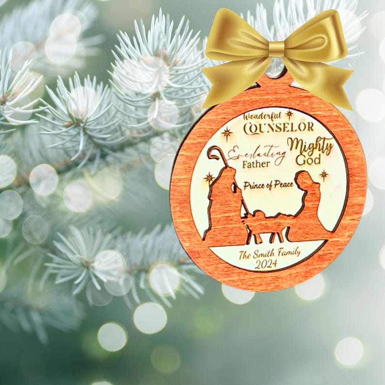 3D Nativity Ornament, Christian Christmas Gift, Isaiah Names of Christ ...