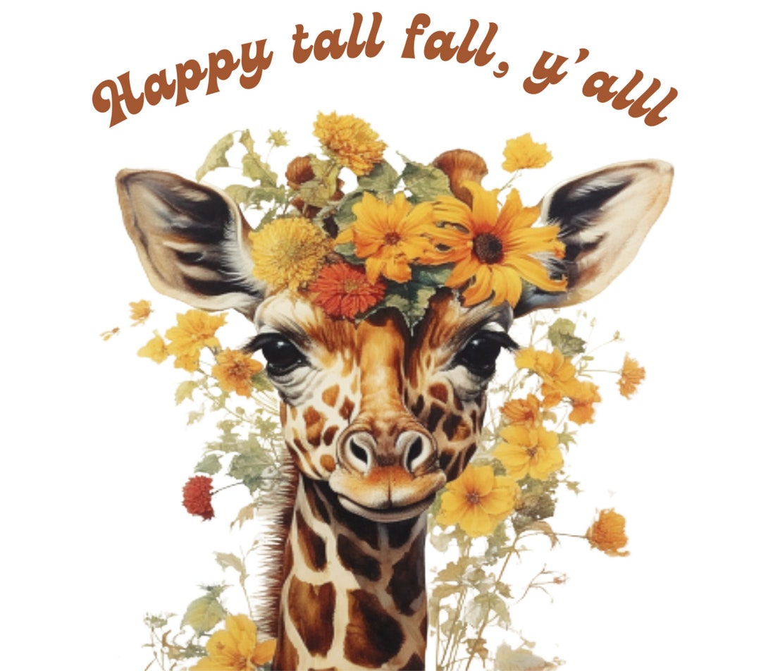 Happy Fall Yall, Fall Giraffe Sublimation, Giraffe PNG With Fall Leaves ...