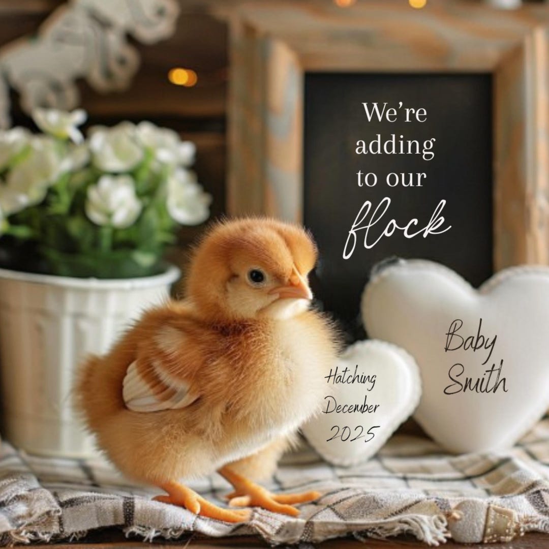 Editable Chick Theme Pregnancy Announcement, Farm Baby Reveal (digital ...