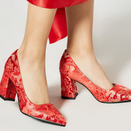 Chinese Wedding Shoes Mei Traditional Red | Etsy