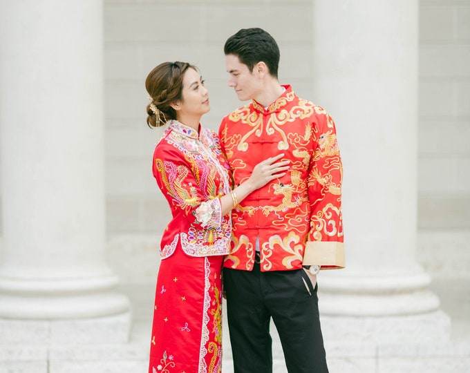 Chinese Wedding Groom Outfit Chinese Changshan Male Chinese Wedding ...