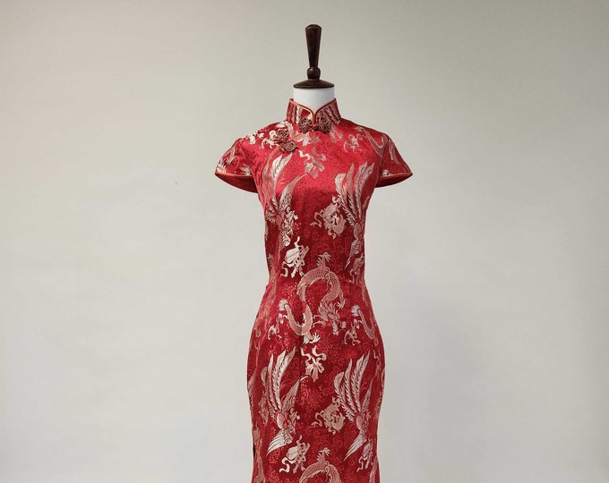 Red Qipao Cheongsam Sample Dress, Red Chinese Dress, Chinese Tea ...