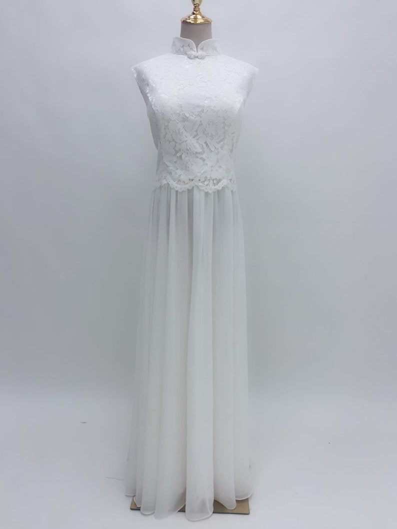 Custom Modern Two-piece Lace Cheongsam | Red Cheongsam | Custom Qipao ...