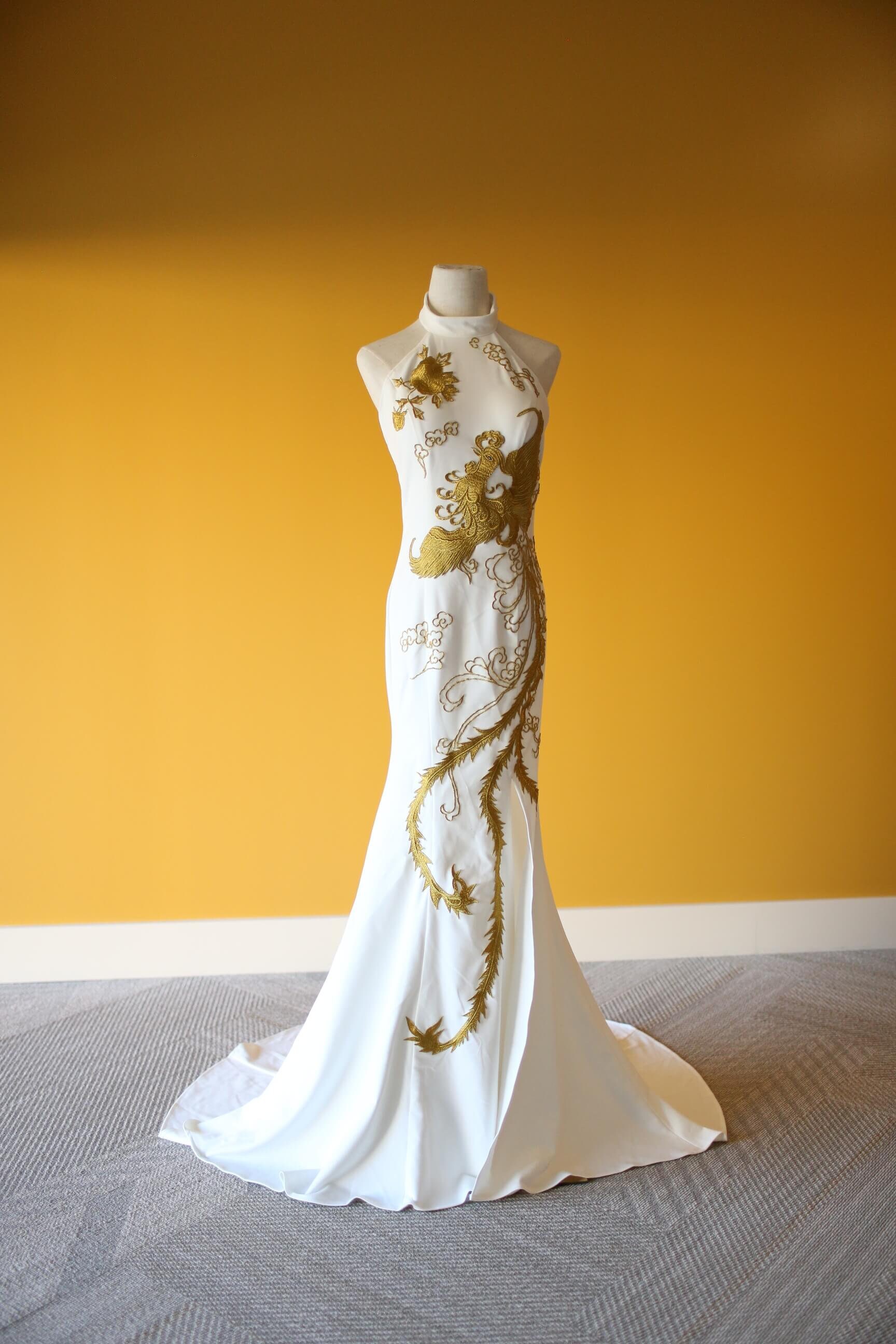 Modern Chinese Wedding Dress | Custom Gold Cheongsam | Traditional ...