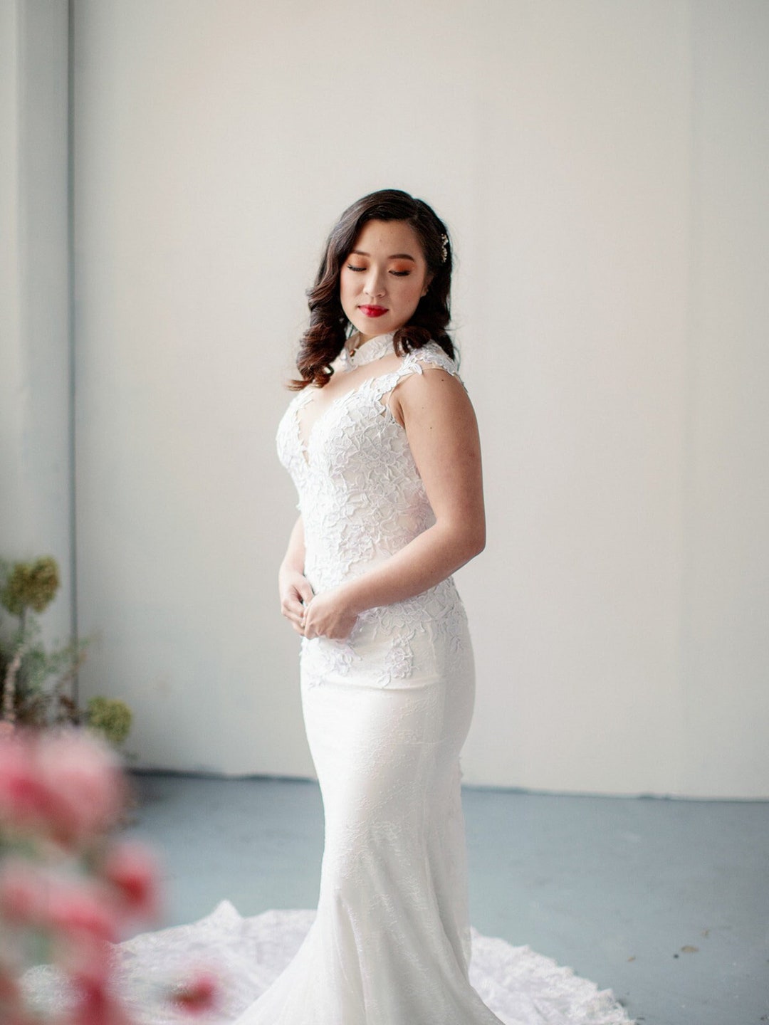 Modern Chinese Wedding Dress, Lace Cheongsam Dress, Custom Qipao ...