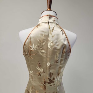 Custom Gold Chinese Wedding Dress, Gold Halter Top Cheongsam, Custom ...