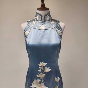 Blue Cheongsam Dress, Custom Qipao, Modern Chinese Dress, Chinese ...