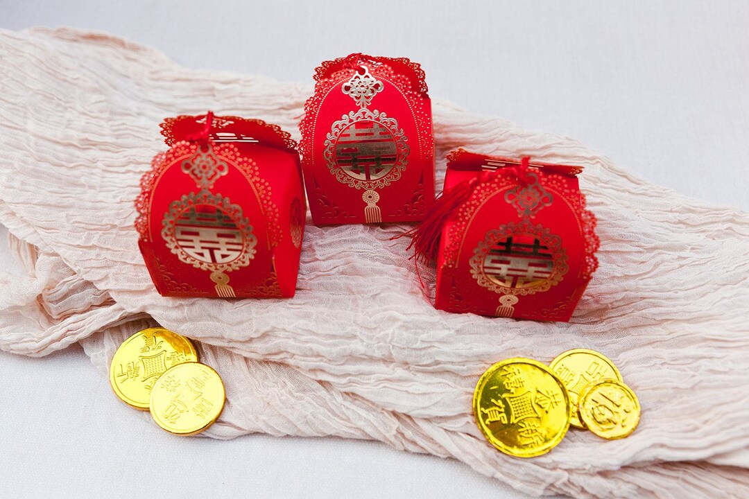 Chinese Wedding Favor Boxes | Double Happiness Gift Boxes - Etsy