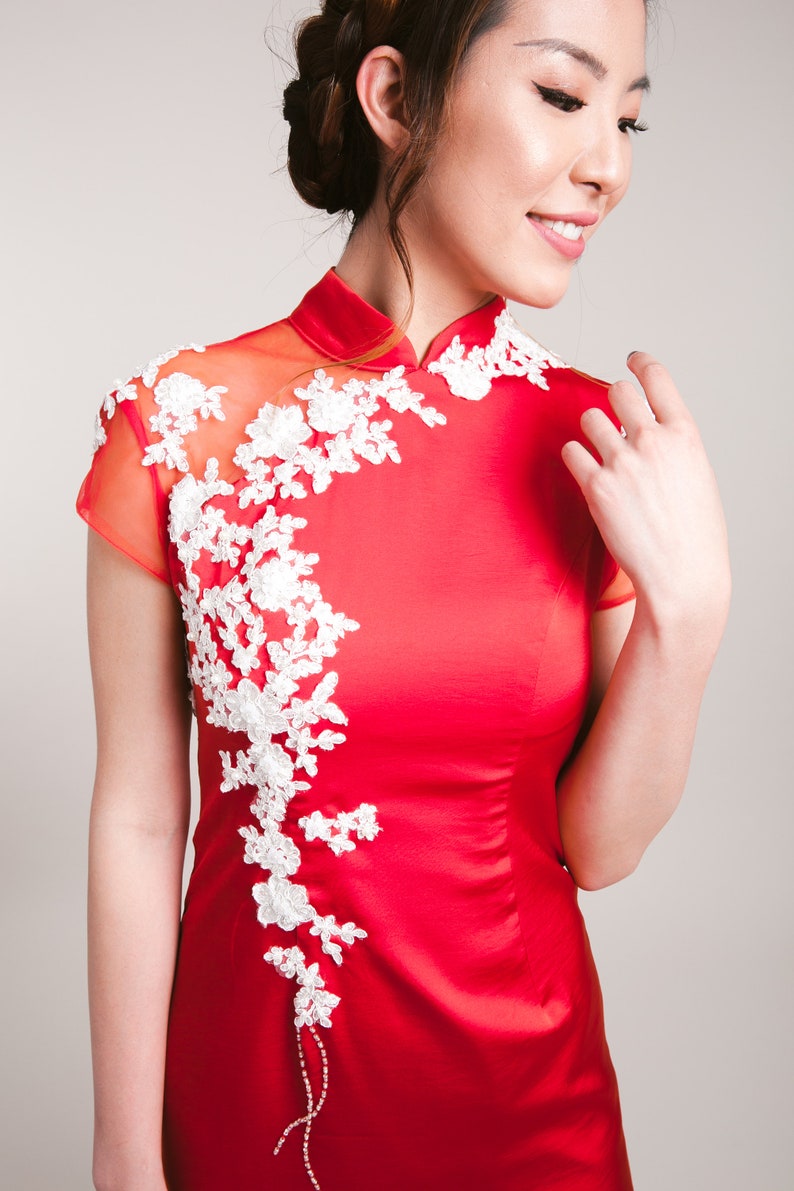 Custom Modern Silk Cheongsam Red Cheongsam Dress Custom - Etsy