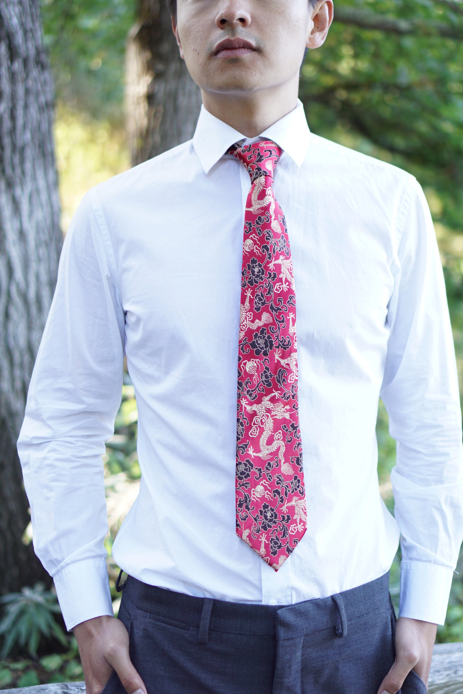 Silk Brocade Dragon Tie With Gold Embroidered Chinese Dragons - Etsy