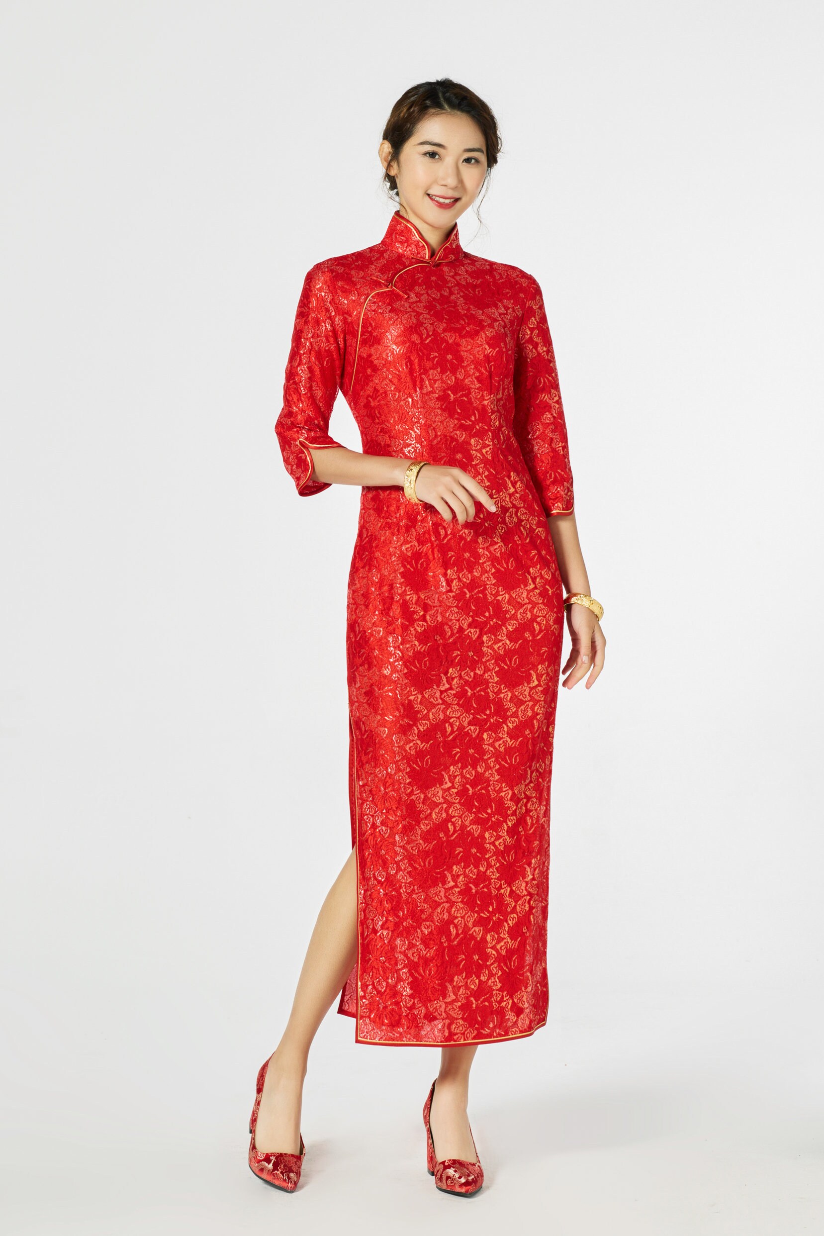 Modern Red & Gold Cheongsam | Chinese Wedding Dress | Cheongsam Qipao ...