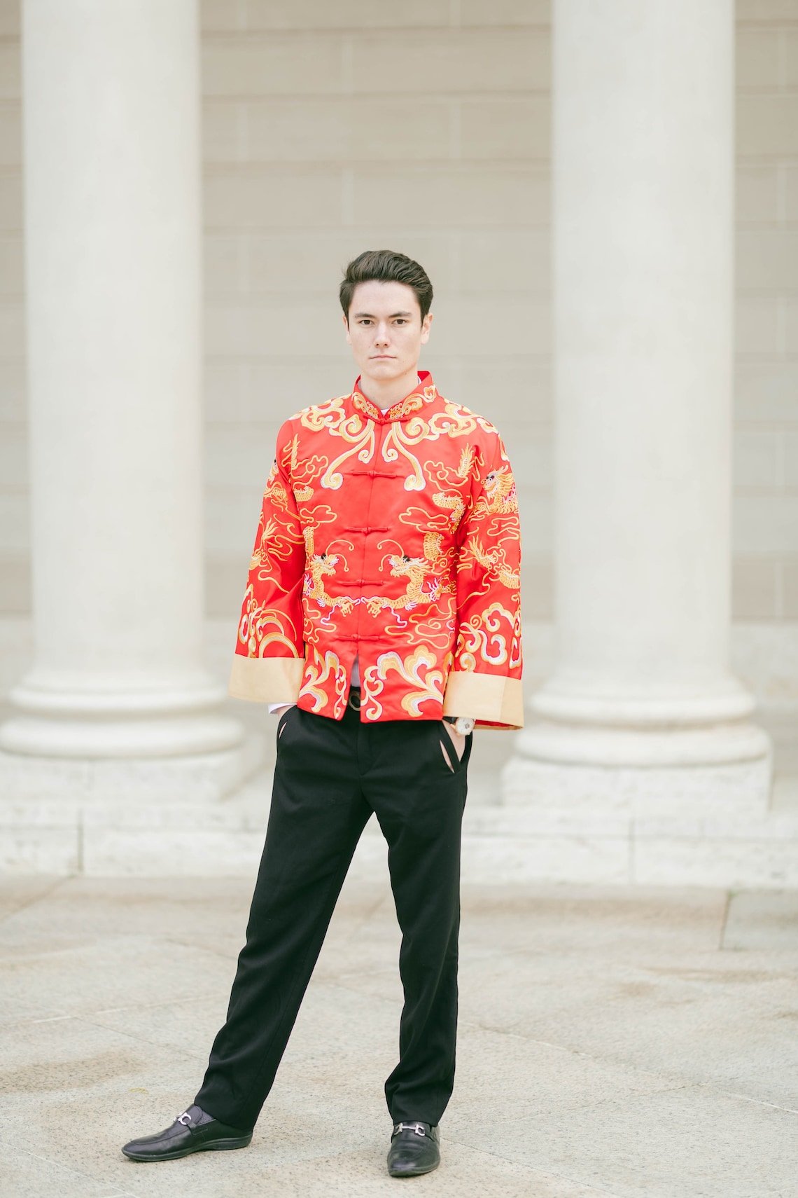 Chinese Wedding Groom Outfit | Chinese Changshan | Male Chinese Wedding ...