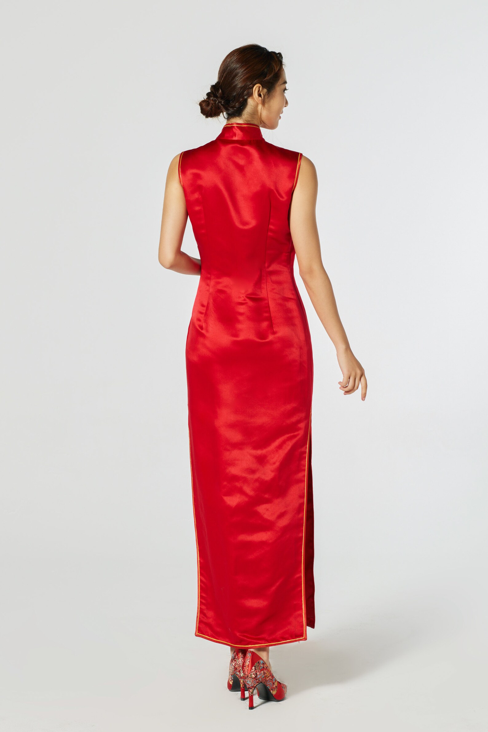 Red Floral Cheongsam | Chinese Wedding Dress | Cheongsam Qipao Dress ...