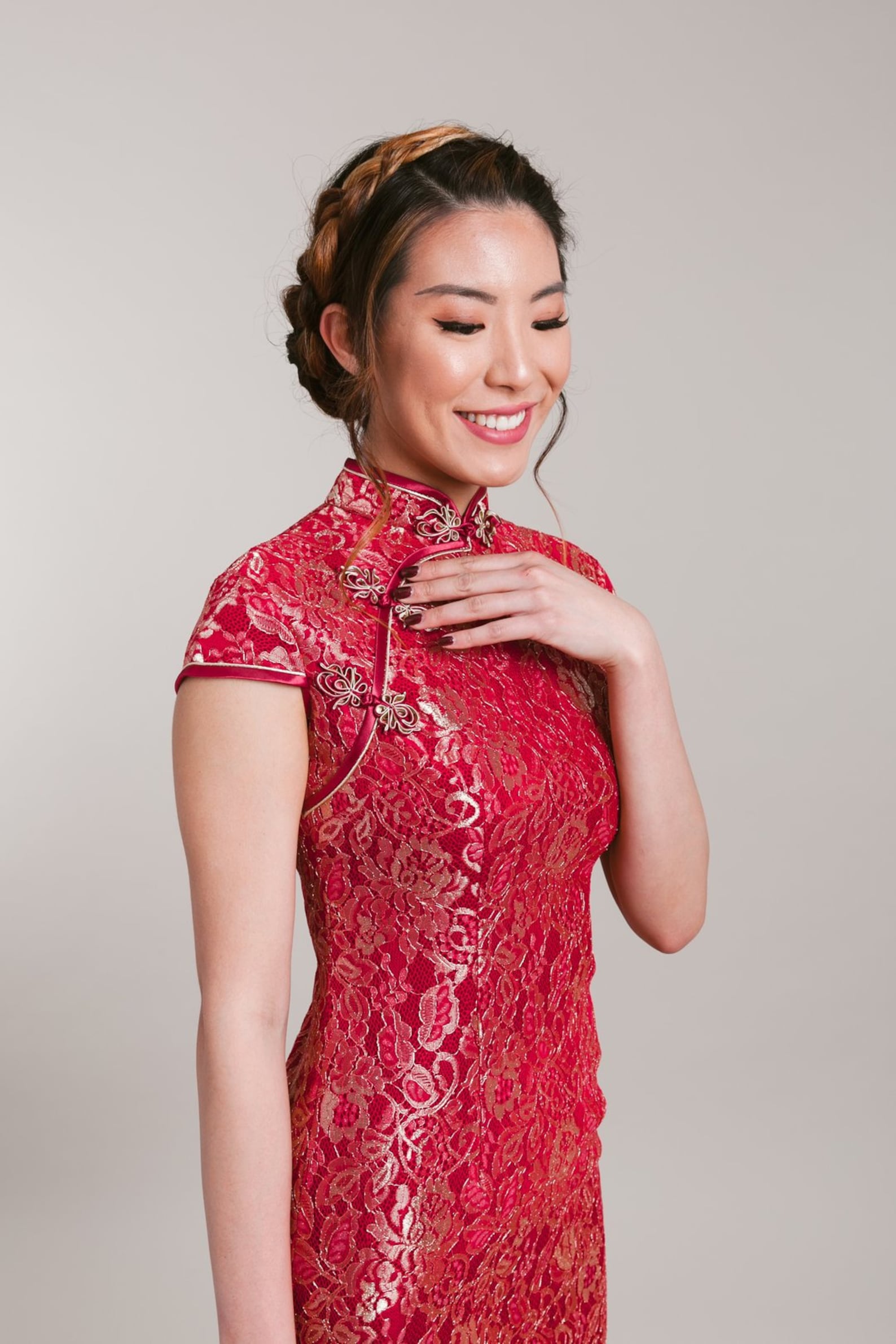 Custom Red Lace Bridal Cheongsam Red Cheongsam Dress Custom Qipao ...