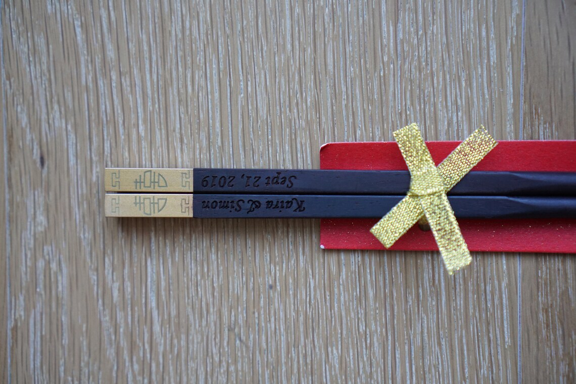 Personalized Chopsticks Gold Plated Wedding Gift Engraved - Etsy