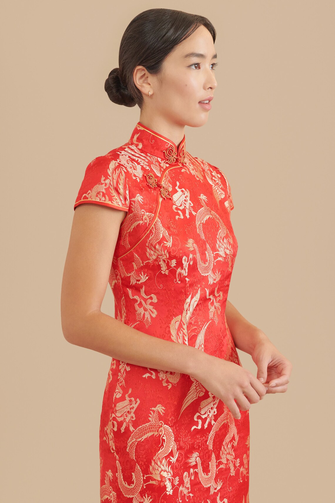 Red Cheongsam Chinese Wedding Dress Traditional Red - Etsy