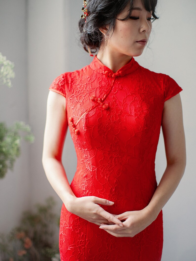Red Chinese Wedding Dress Modern Cheongsam Red Qipao Dress | Etsy