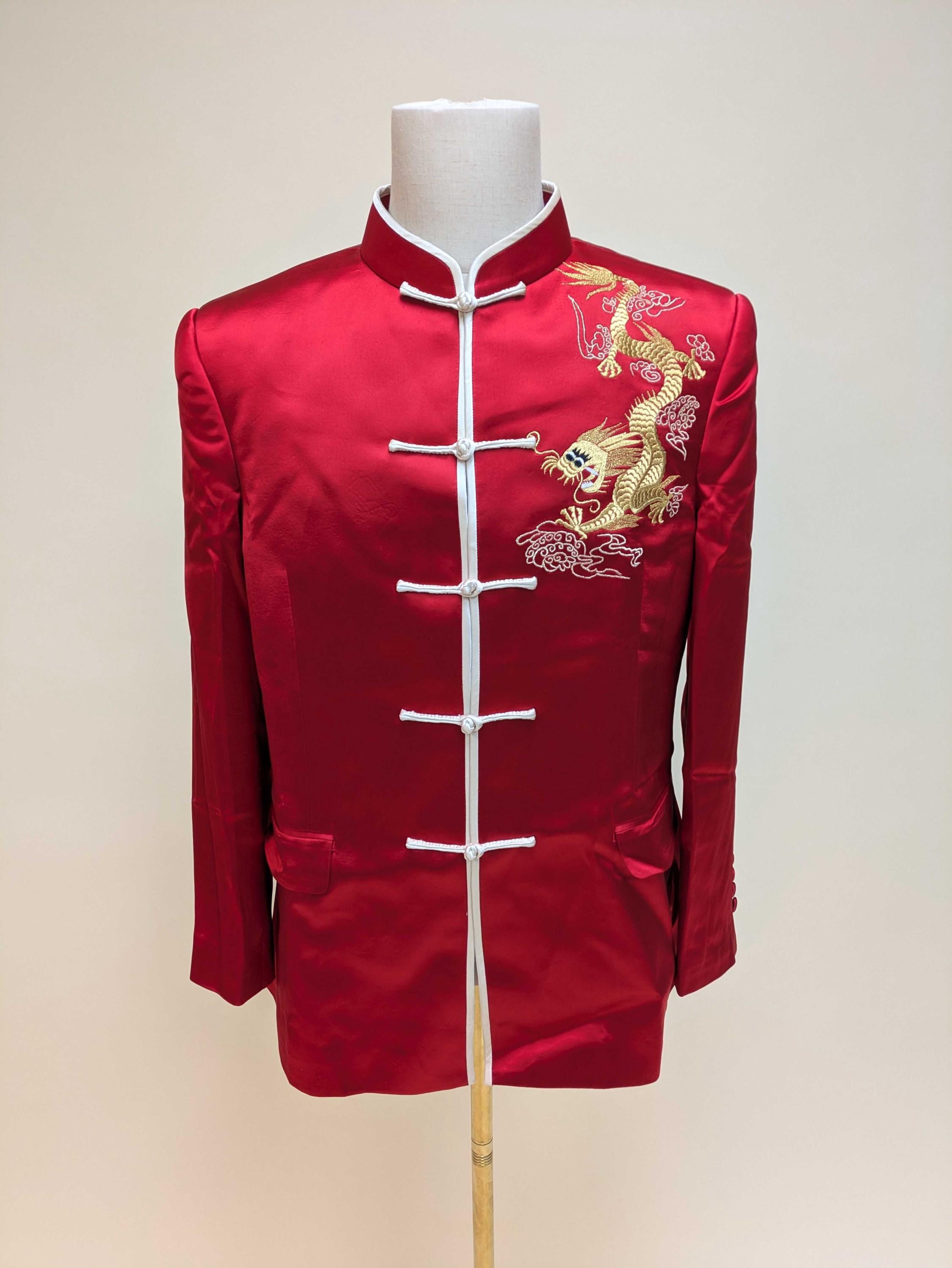 Tang Suit Jacket Sample, Red Chinese Wedding Jacket, Groom Tang Suit ...
