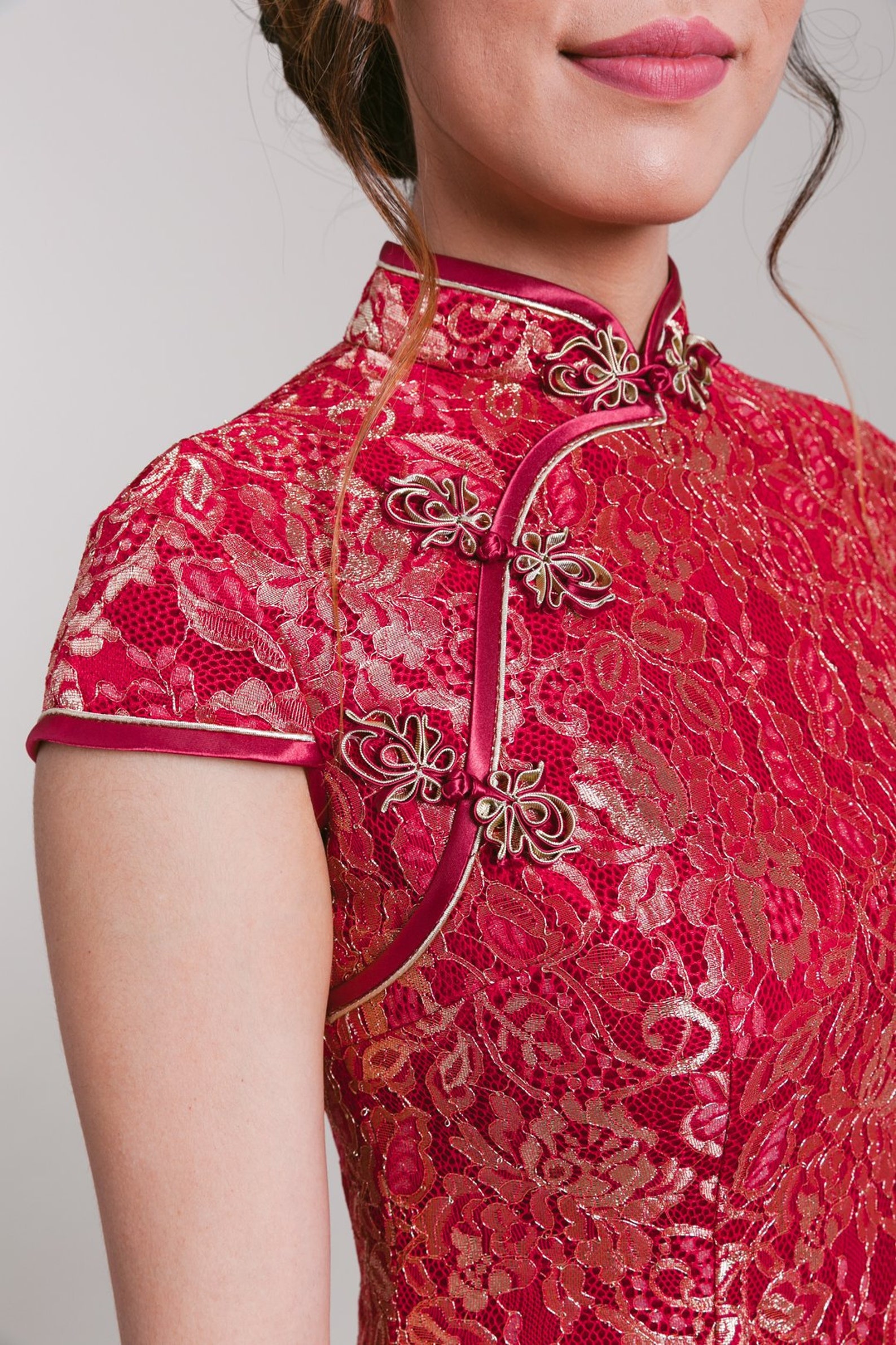Custom Red Lace Bridal Cheongsam | Red Cheongsam Dress | Custom Qipao ...
