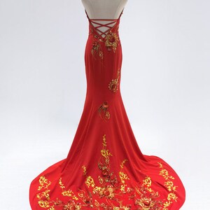 Modern Halter Top Cheongsam, Custom Chinese Wedding Dress, Red Qipao ...