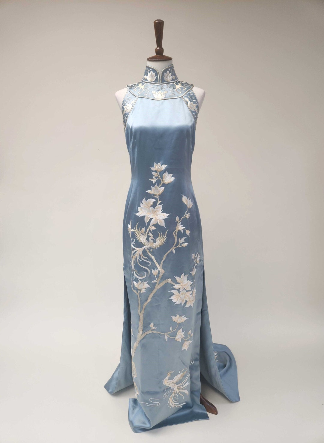 Blue Cheongsam Dress, Custom Qipao, Modern Chinese Dress, Chinese ...