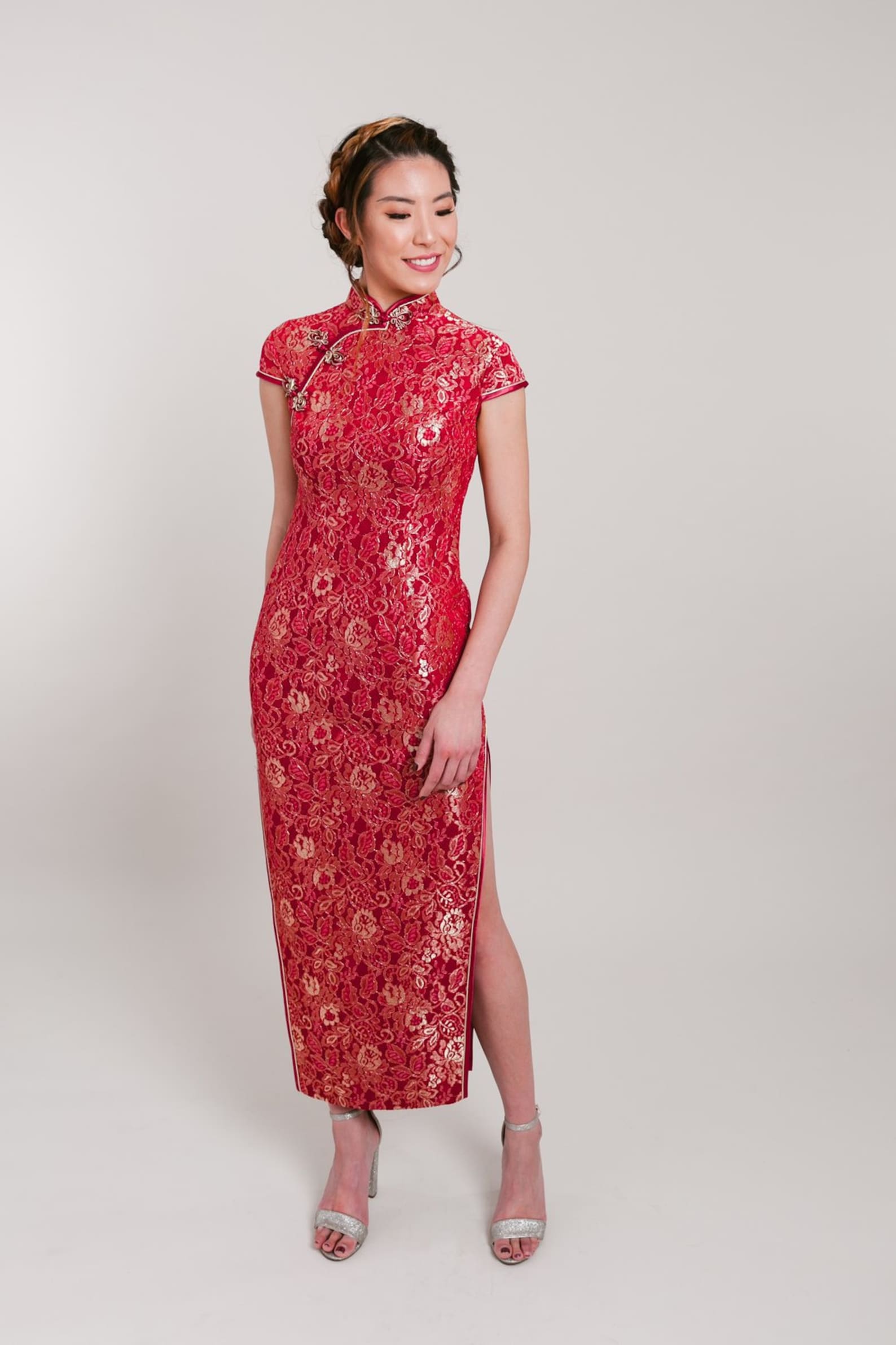 Custom Red Lace Bridal Cheongsam | Red Cheongsam Dress | Custom Qipao ...
