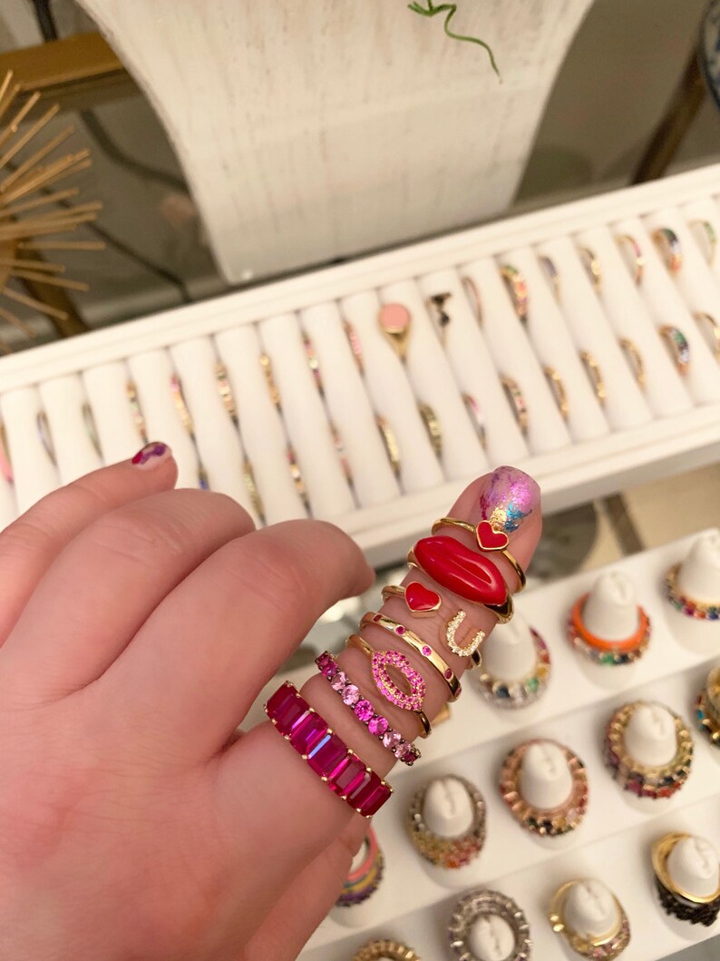 Micro Pave Pink Lips Ring Lips Ring Kiss Ring | Etsy