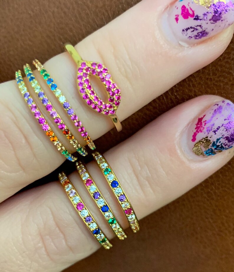 Micro Pave Pink Lips Ring Lips Ring Kiss Ring | Etsy