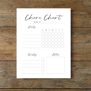 Printable Chore Chart - Etsy
