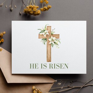 Printable Easter Card, He is Risen, Christian Easter Card, Blank Inside ...