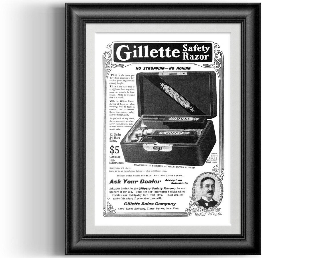 Vintage Gillette Double Ring Safety Razor Magazine Advert - Etsy