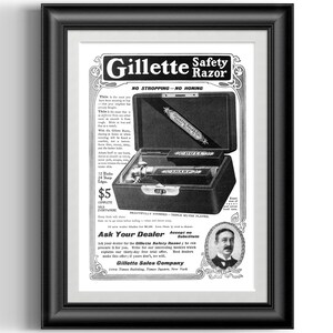 Vintage Gillette Double Ring Safety Razor Magazine Advert Shave Print ...