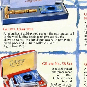 Vintage Gillette Double Edge Safety Razors Gift Sets Advert Poster ...