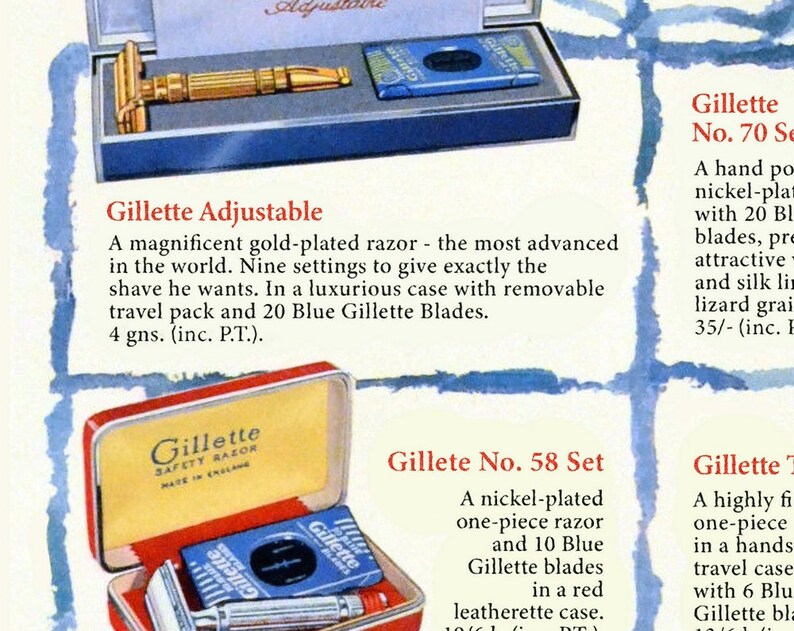 Vintage Gillette double edge safety razors gift sets advert | Etsy
