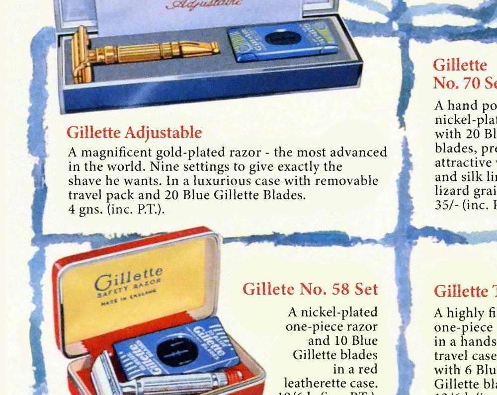 Vintage Gillette double edge safety razors gift sets advert | Etsy