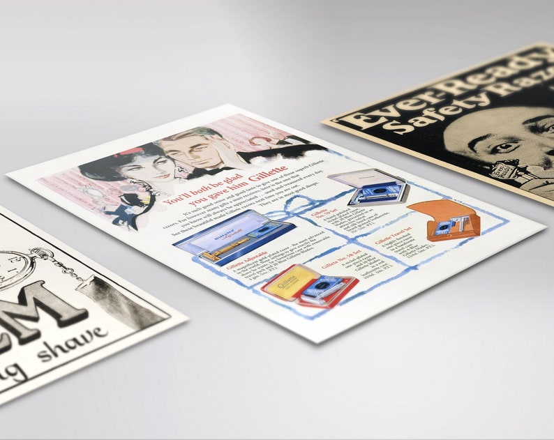 Vintage Gillette double edge safety razors gift sets advert | Etsy