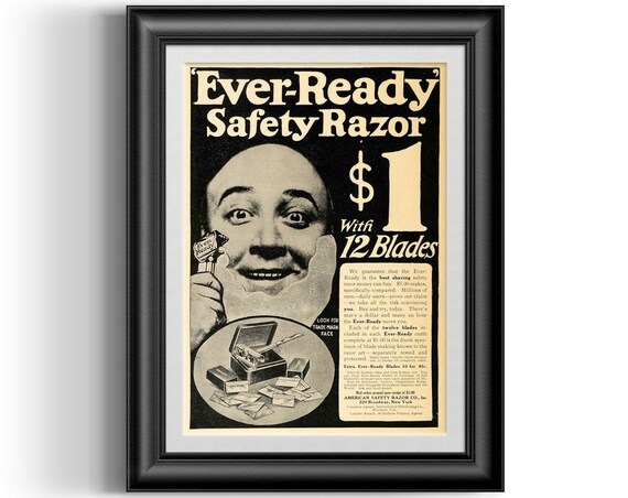Vintage Ever Ready Lather Catcher Razor Ad Poster Print | Etsy