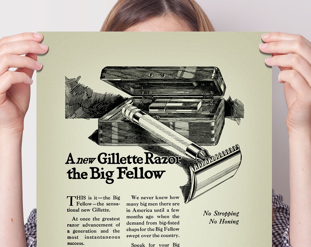 1920s Gillette New Improved Big Fellow Safety Razor Newspaper ...