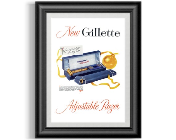 Gillette Toggle Safety Razor Vintage Advert Poster Print - Etsy