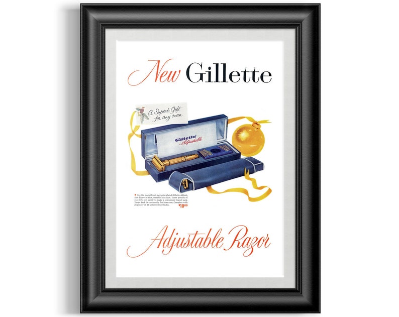Gillette Toggle Safety Razor Vintage Advert Poster Print - Etsy