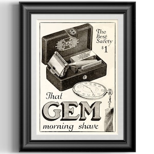 Gem Damaskeene Retro Single Edge Razor Advert Art Print Perfect for ...